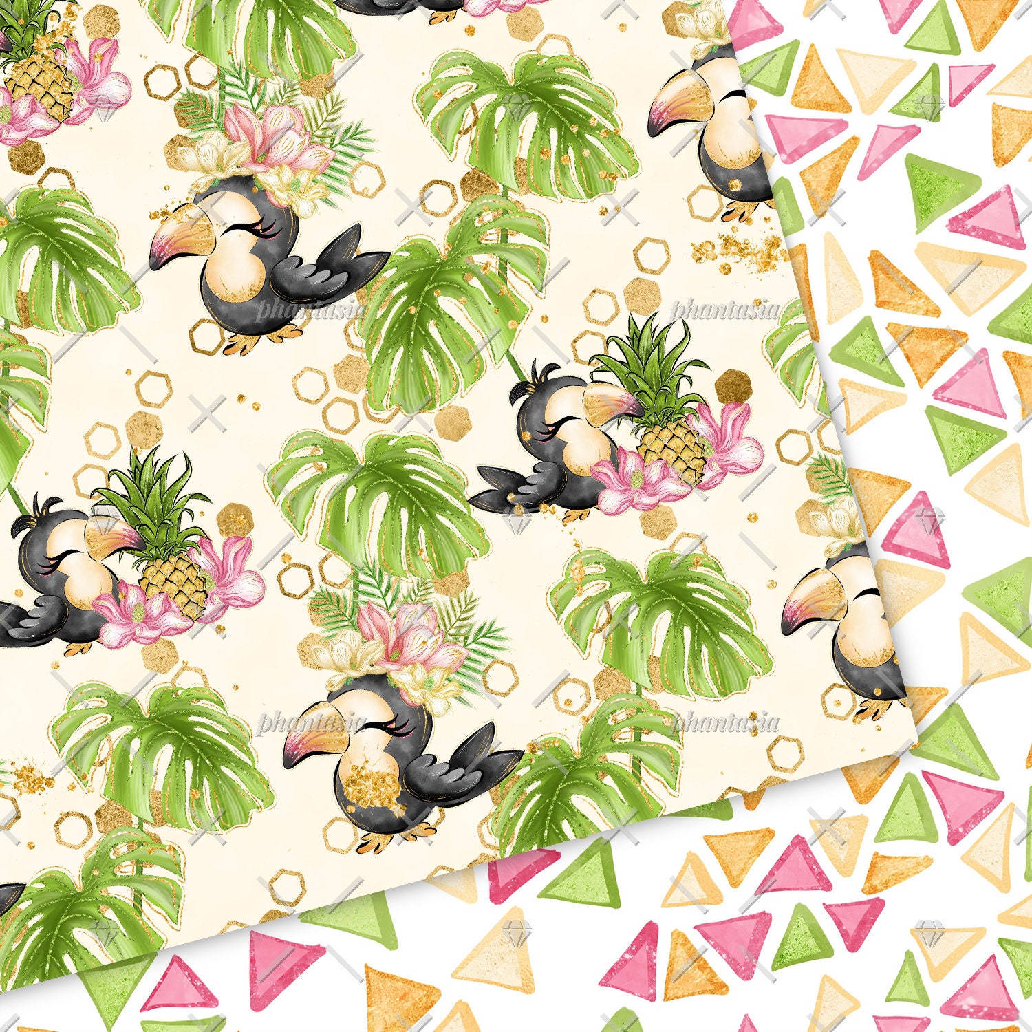 Tropical Digital Paper Cute Flamingo Exotic Pattern Summer - Etsy