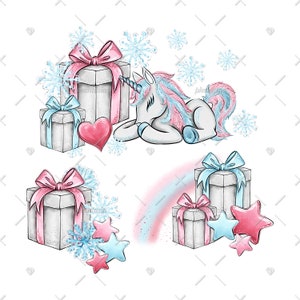 Winter Unicorn Cliparts, Cute Unicorns, Unicorn Planner, Hand Drawn ...