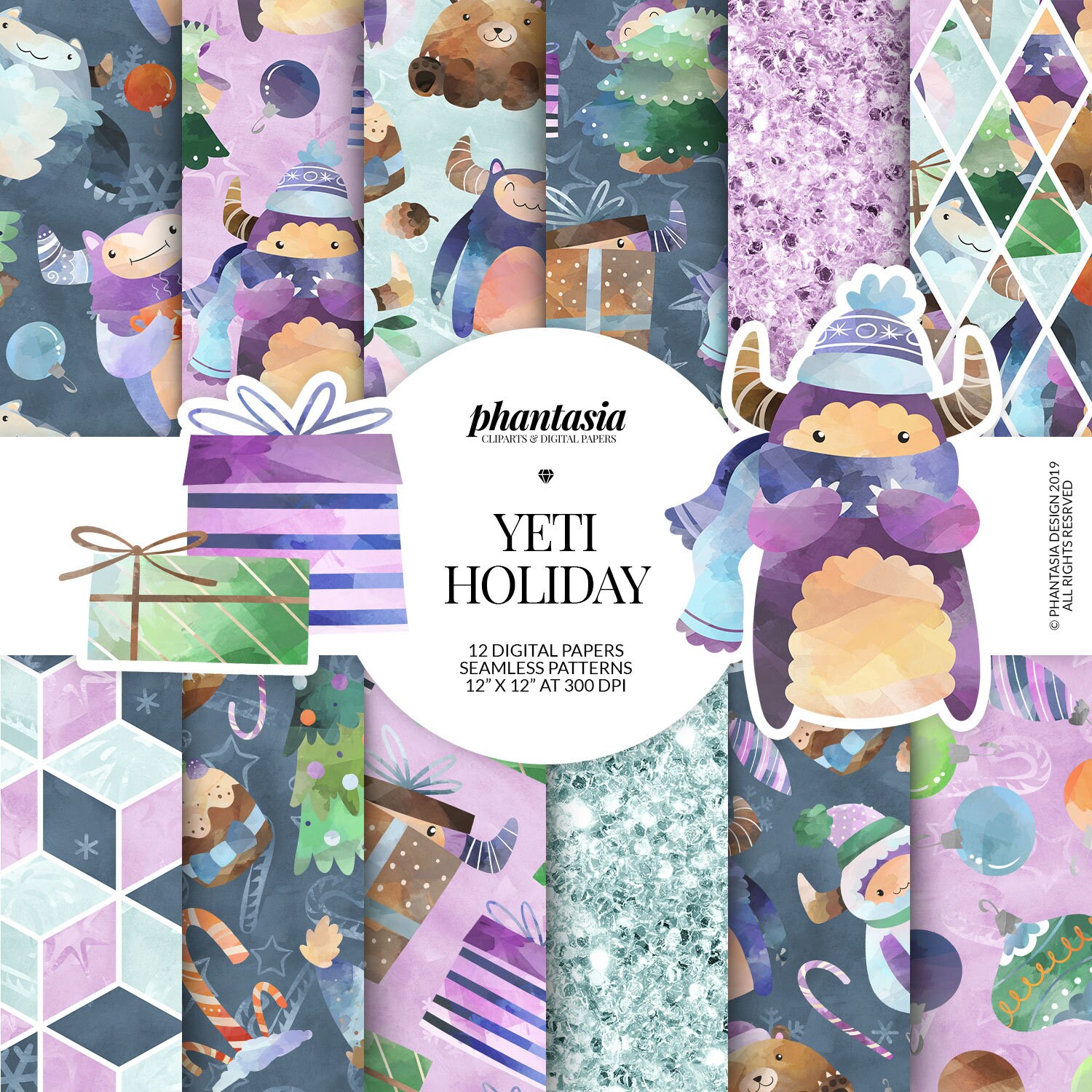 Yeti Digital Papers Christmas Digital Christmas Yeti - Etsy