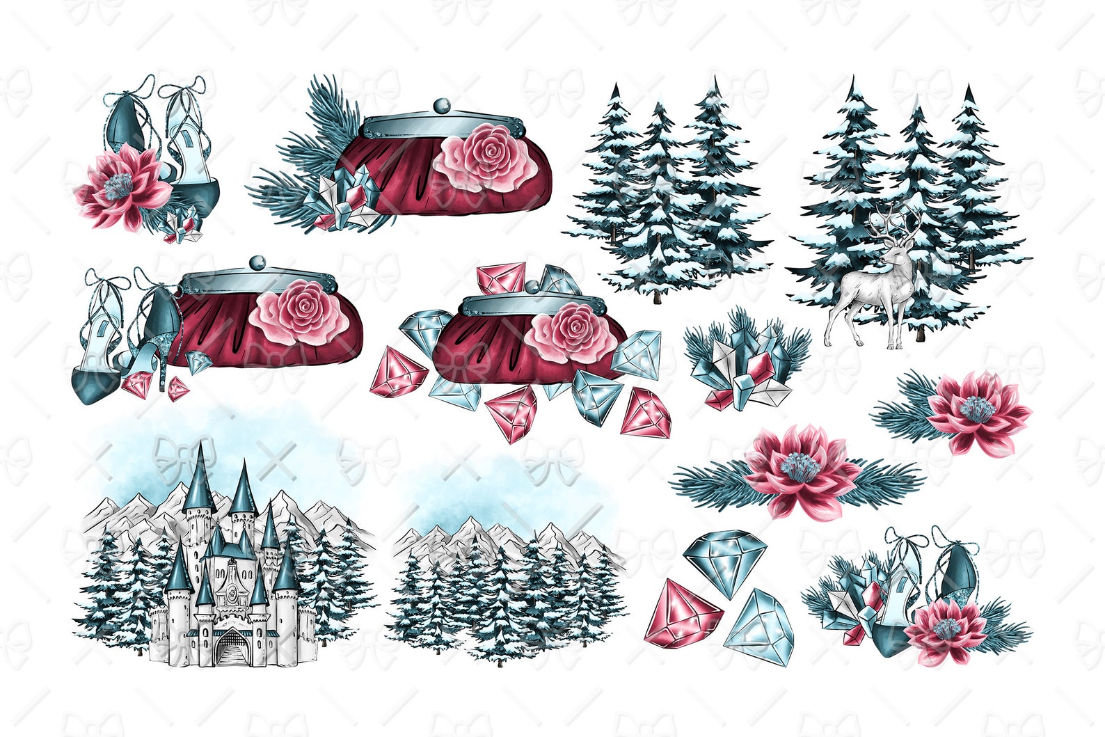 Winter Princess Watercolor Clipart Winter Illustration - Etsy