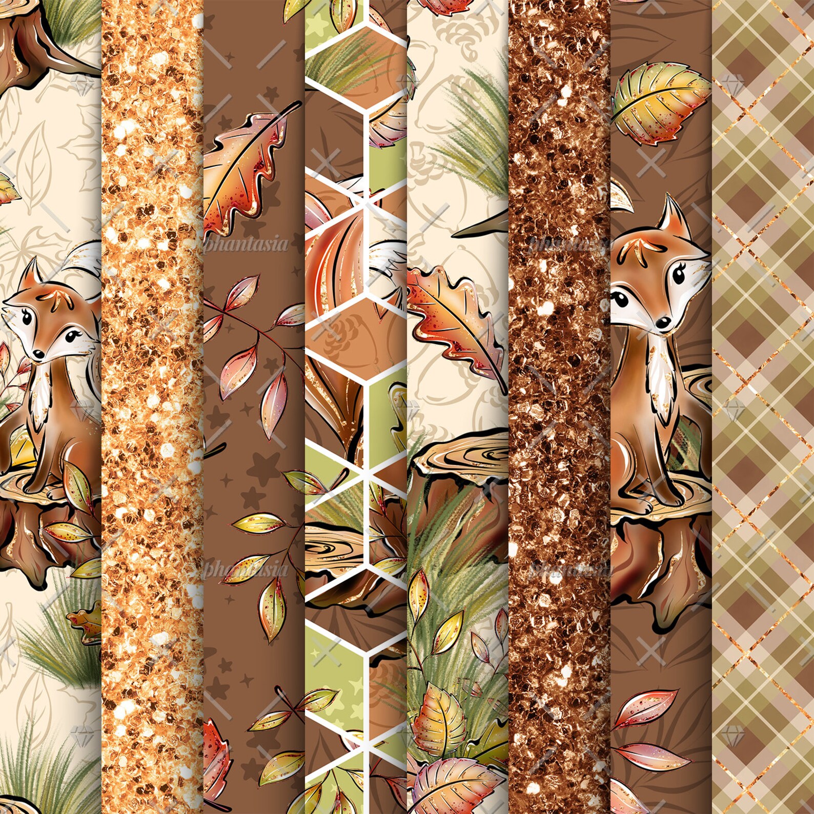 Fox Clipart Set Graphics Bundle Fall Cliparts Autumn | Etsy