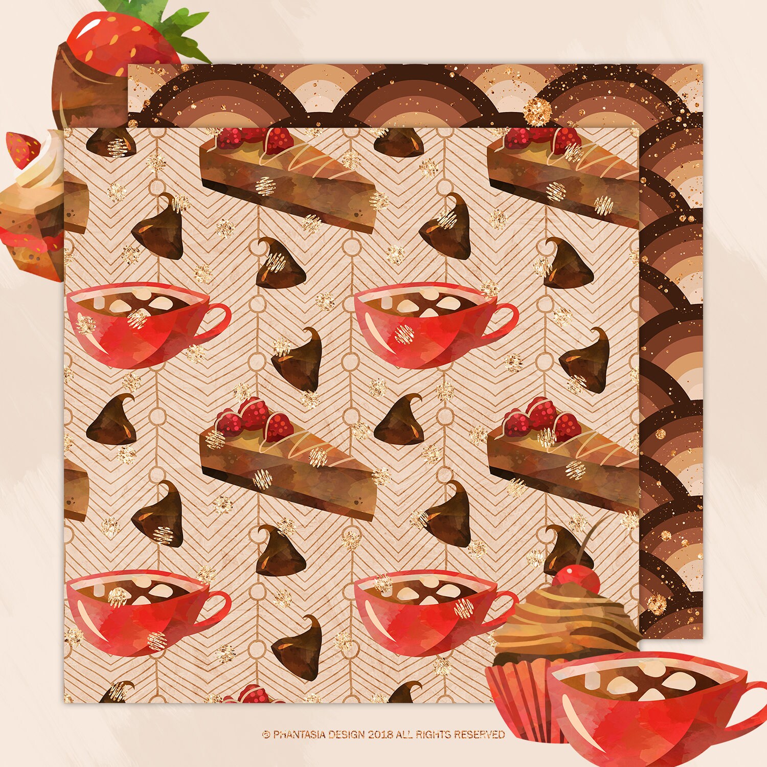 Chocolate Digital Paper Sweets Digital Paper Pastry Digital | Etsy