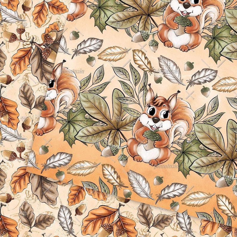 Cute Squirrels Digital Papers Cute Animals Squirrel | Etsy