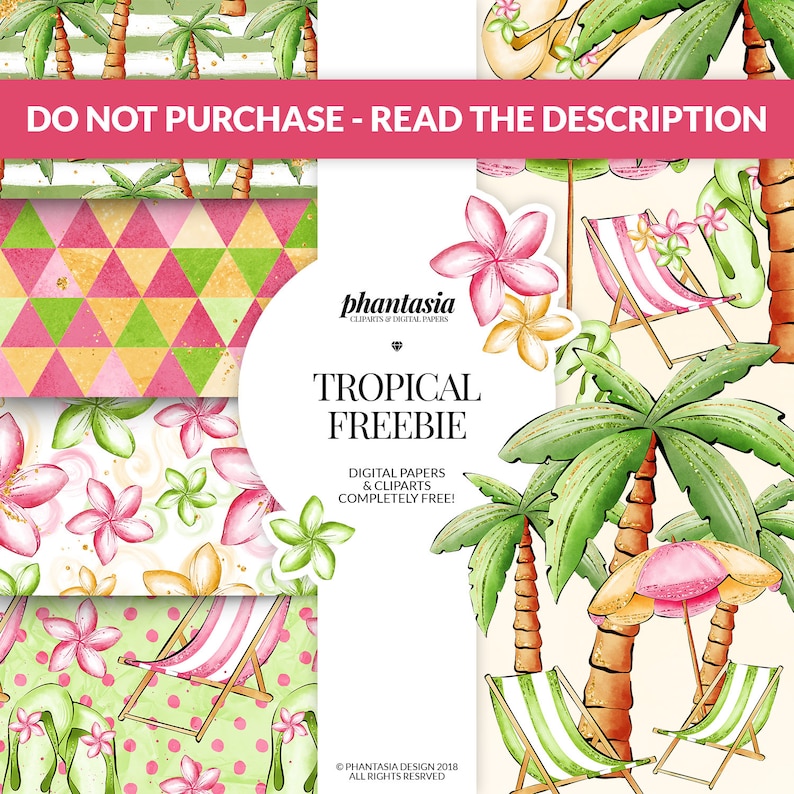 Tropical Freebie Summer Cliparts Summer Digital Papers Free - Etsy UK