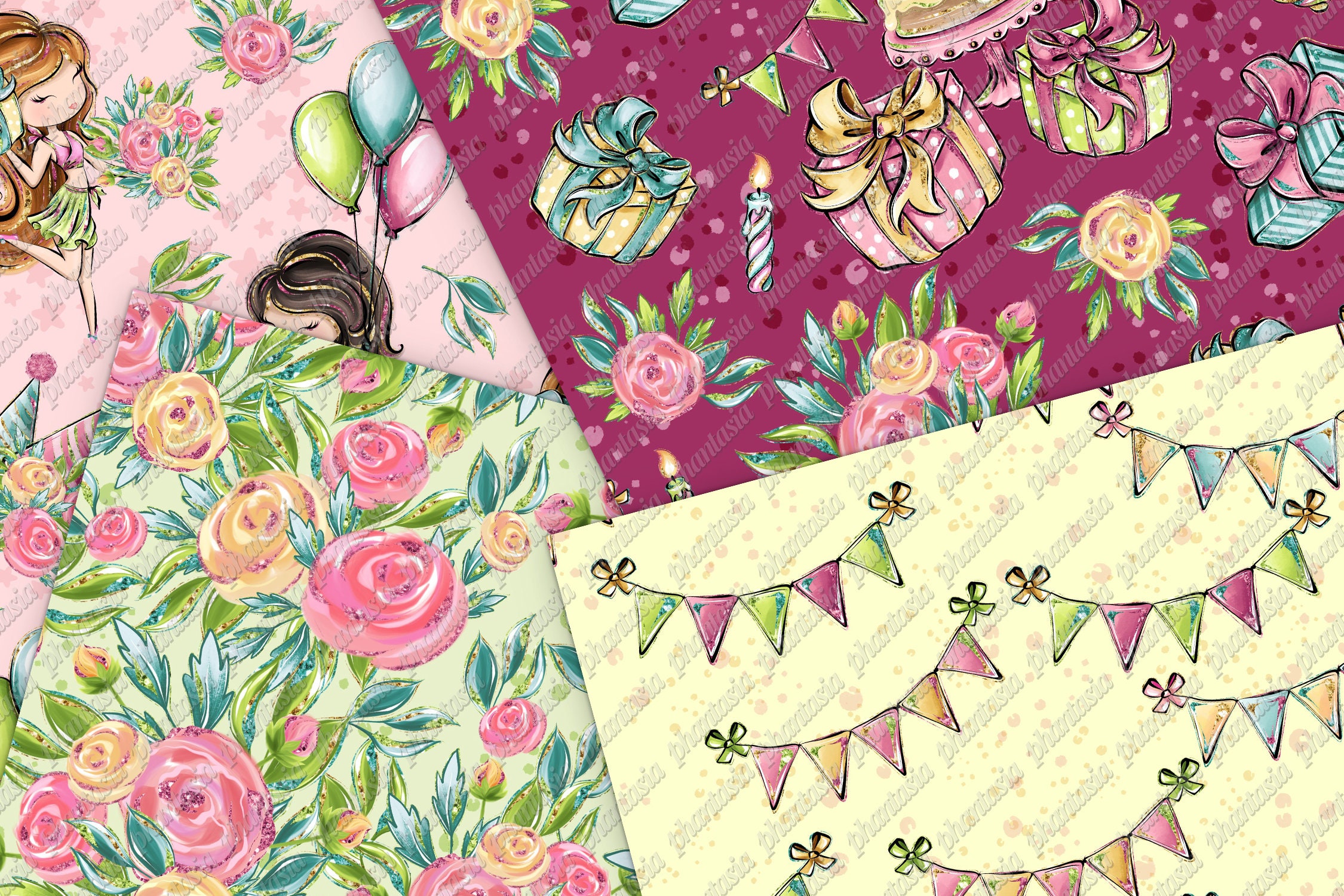 Birthday Digital Paper, Birthday Pattern, Seamless Pattern, Birthday ...