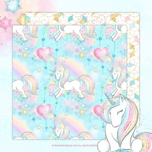 Unicorn Digital Paper, Whimsical Digital Paper, Unicorn Planner ...