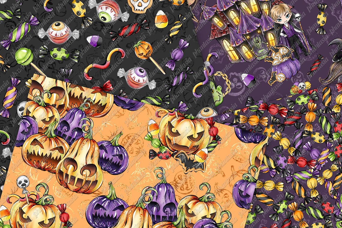 Halloween Digital Papers Halloween Patterns Halloween | Etsy