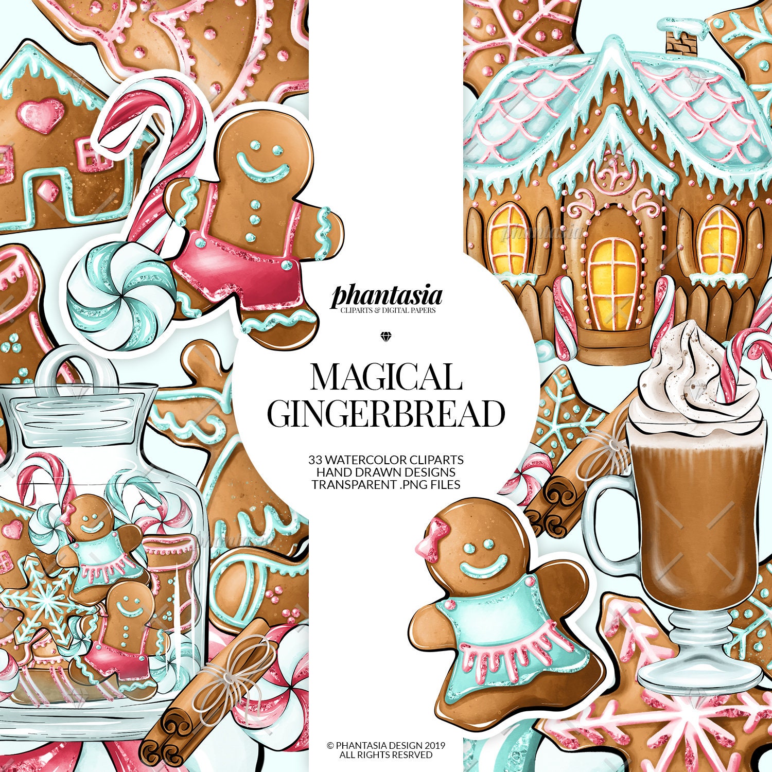 Gingerbread Watercolor Cliparts Christmas Clipart Cute - Etsy