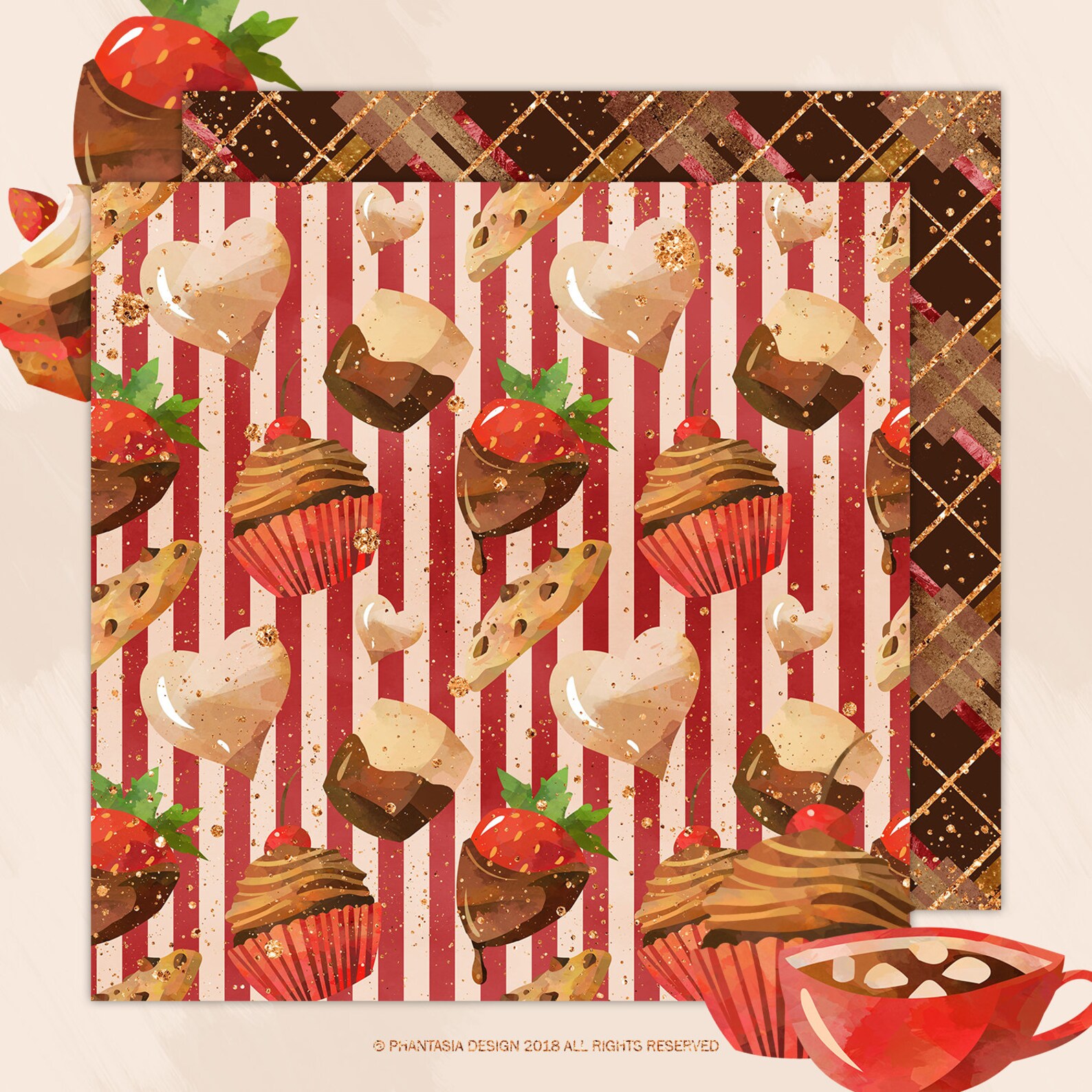 Chocolate Digital Paper Sweets Digital Paper Pastry Digital | Etsy