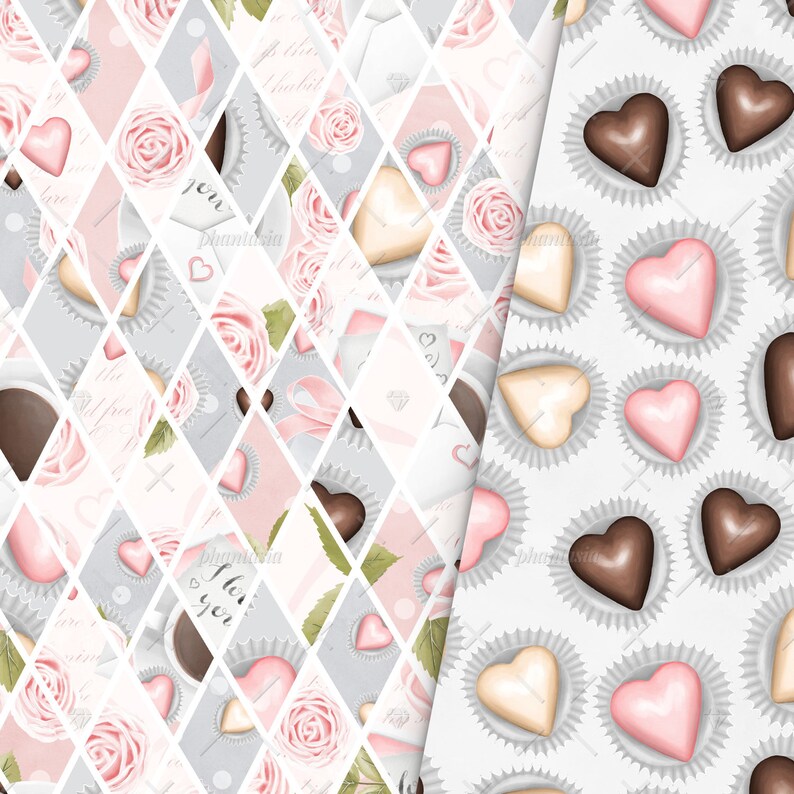 Valentines Digital Paper Pack Watercolor Valentine | Etsy