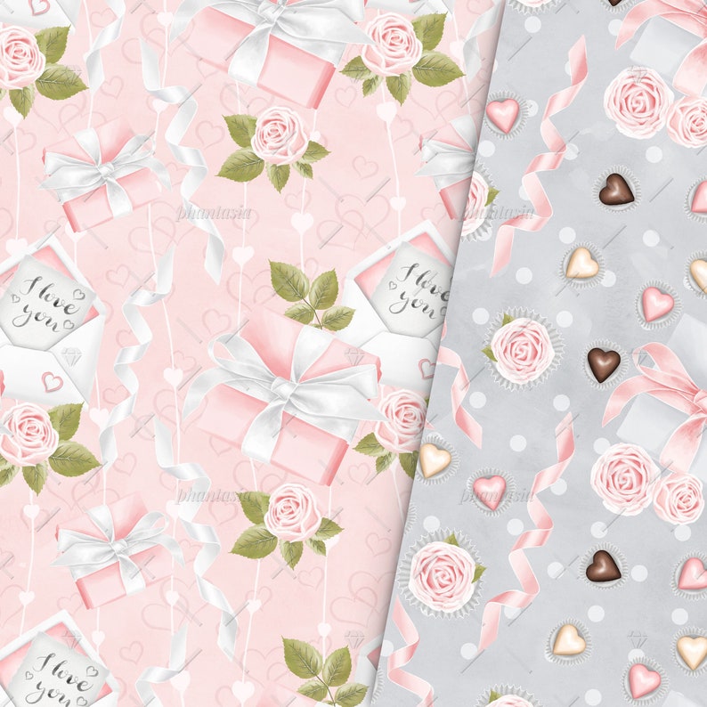 Valentines Digital Paper Pack, Watercolor Valentine, Valentines ...