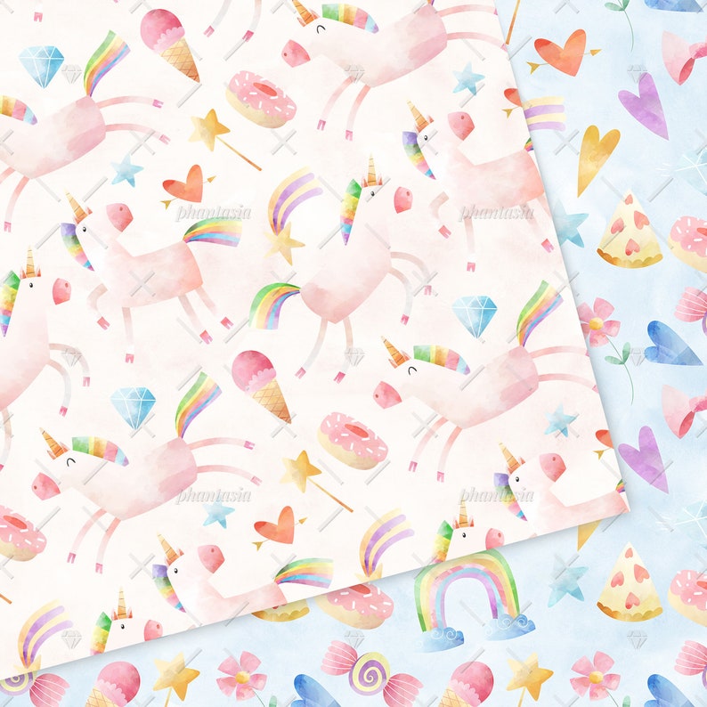 Unicorns Digital Papers Cute Unicorn Pattern Seamless - Etsy