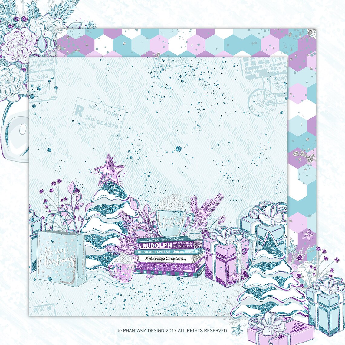 Frozen Christmas Digital Paper Pack, Christmas Digital Paper, Christmas ...