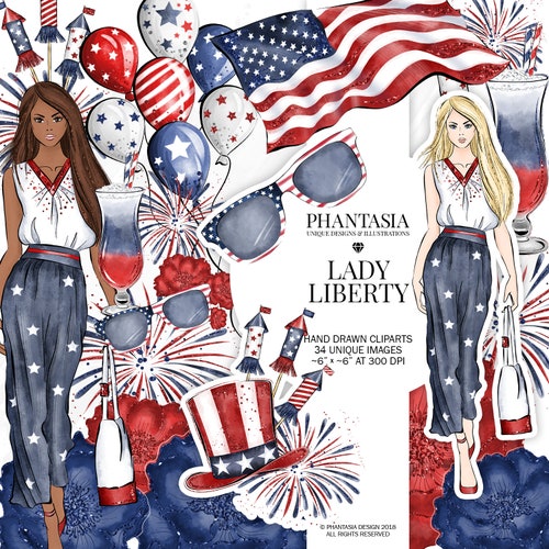 4th of July Independence Day Watercolor Clipart Fourth of - Etsy