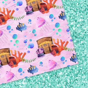 Mermaid Digital Paper, Cute Mermaids, Watercolor Mermaids, Summer ...