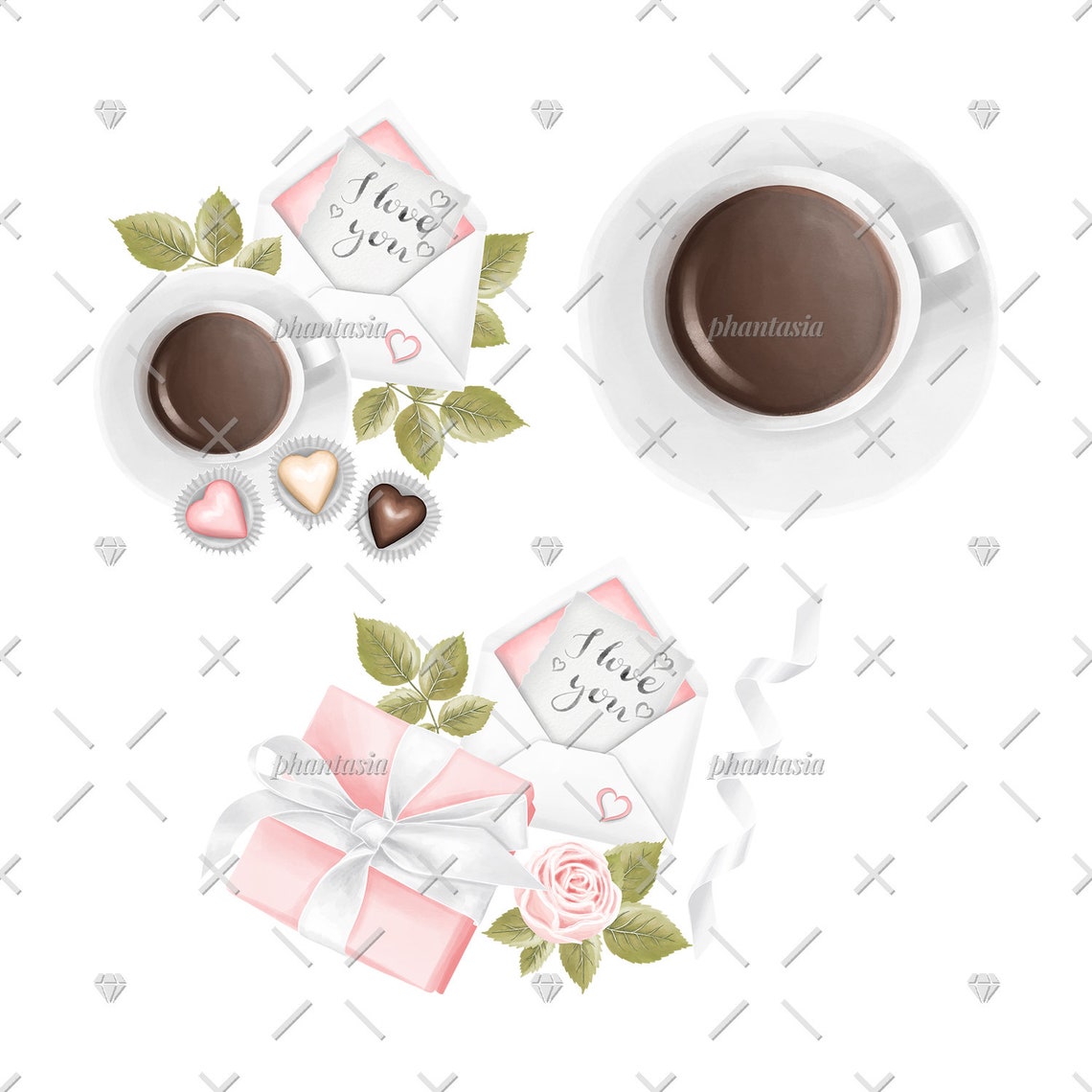 Pastel Valentines Clipart Valentine Watercolor Valentine | Etsy