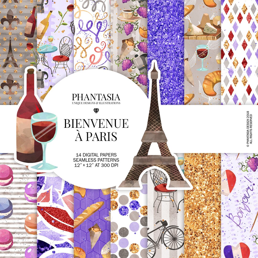 Paris Digital Paper, Paris Seamless, Paris Pattern, Paris Planner ...
