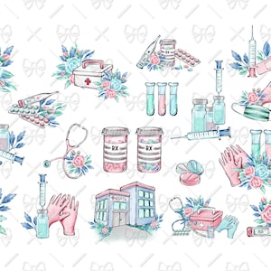 Medical Watercolor Clipart, Medical Graphics, Hand Drawn Clipart ...