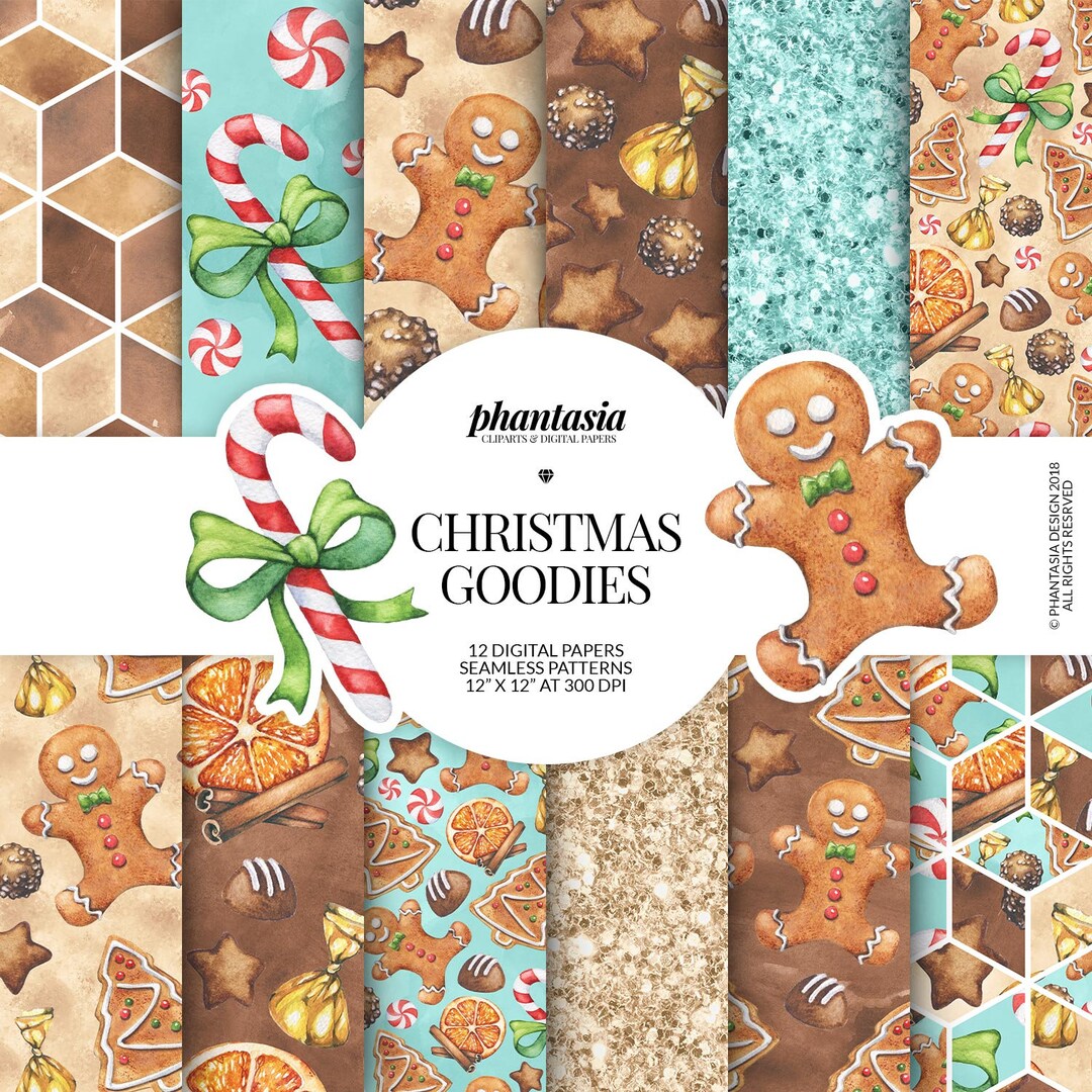 Gingerbread Digital Paper, Christmas Patterns, Winter Digital Paper ...