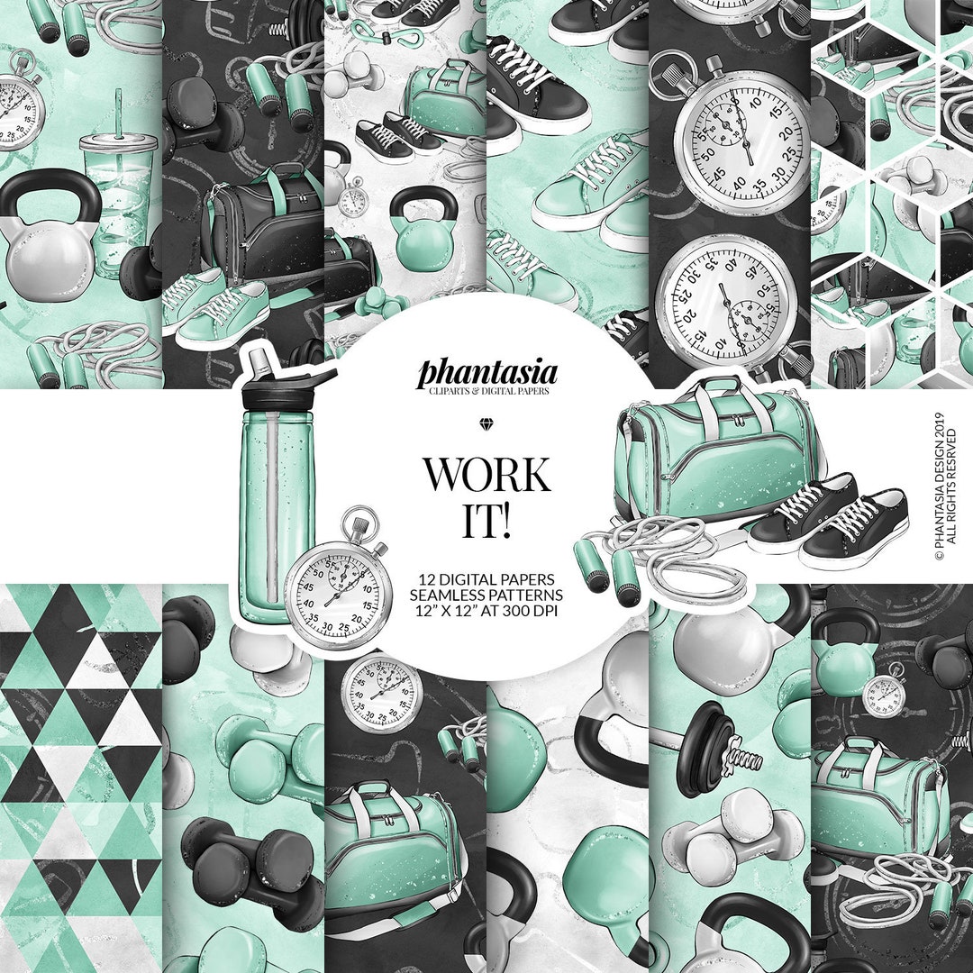 Fitness Digital Papers, Workout Patterns, Gym Digital, Workout Digital ...