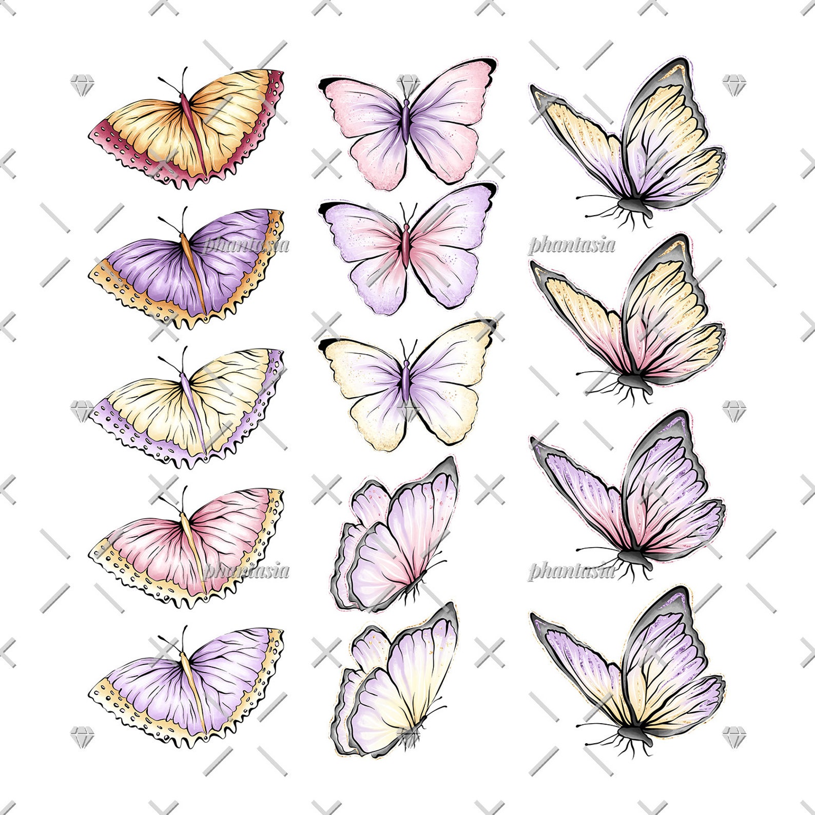 Butterflies Watercolor Cliparts Spring Butterfly Pastel - Etsy