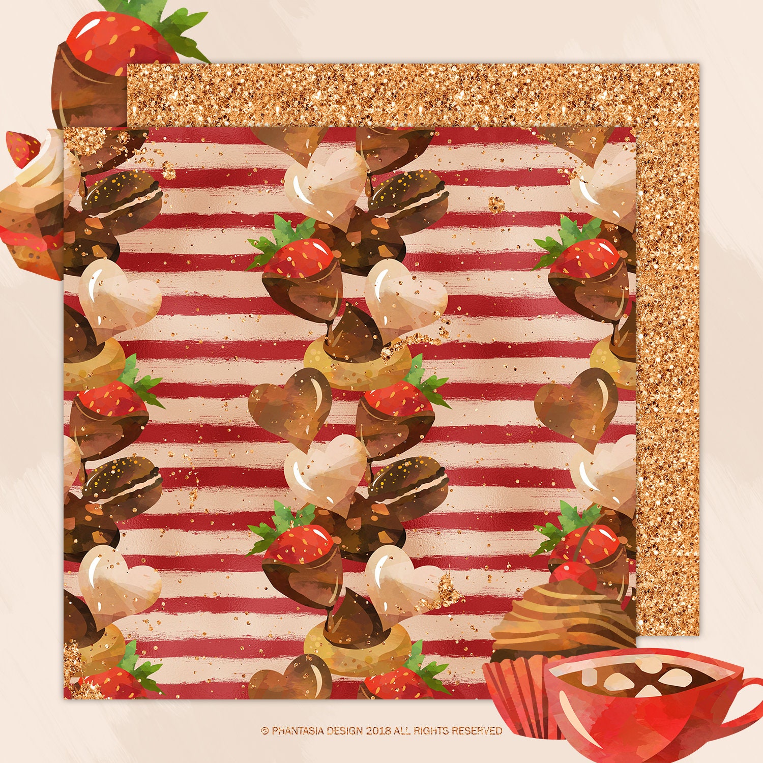 Chocolate Digital Paper Sweets Digital Paper Pastry Digital | Etsy