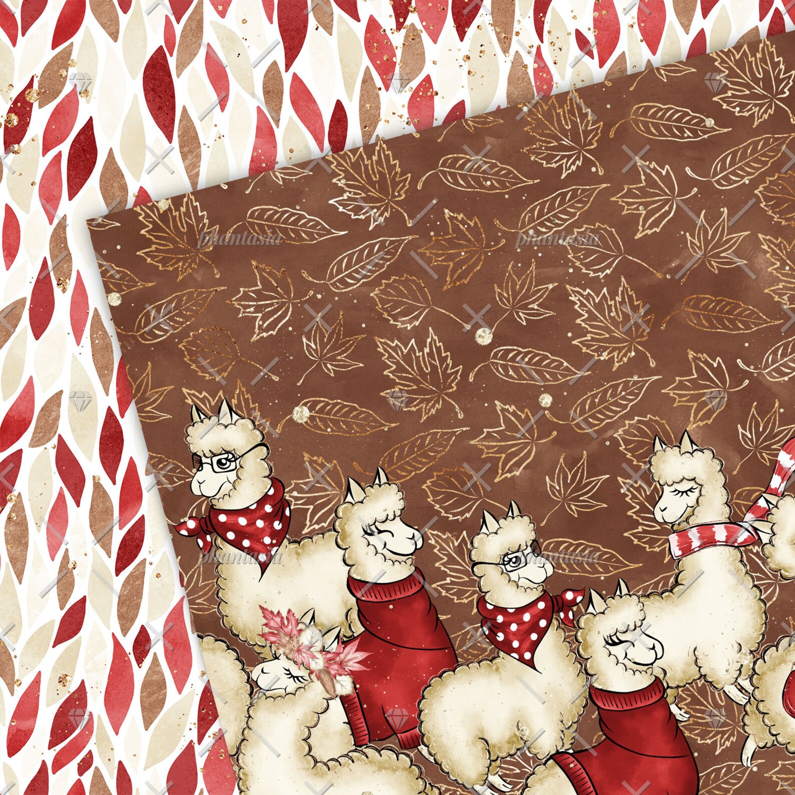 Alpaca Digital Paper Cute Alpacas Llama Digital Paper | Etsy