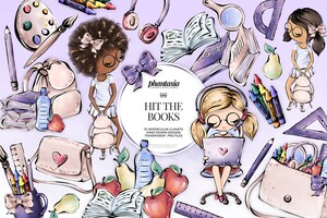 SCHOOL Clipart, Kids Watercolor Clipart, Boy and Girl,back to School ...