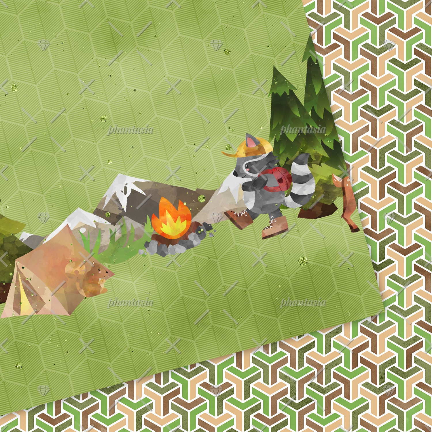 Hiking Digital Paper Camping Digital Woodland Pattern | Etsy