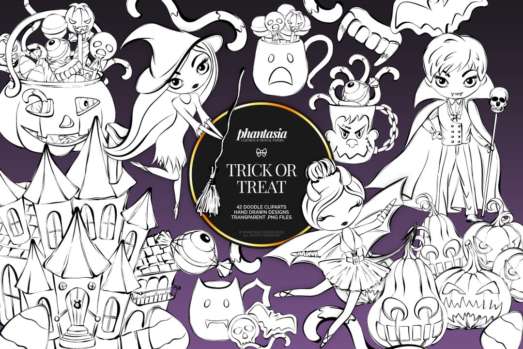 Halloween Doodle Clipart, Halloween Clipart, Halloween Silhouette ...