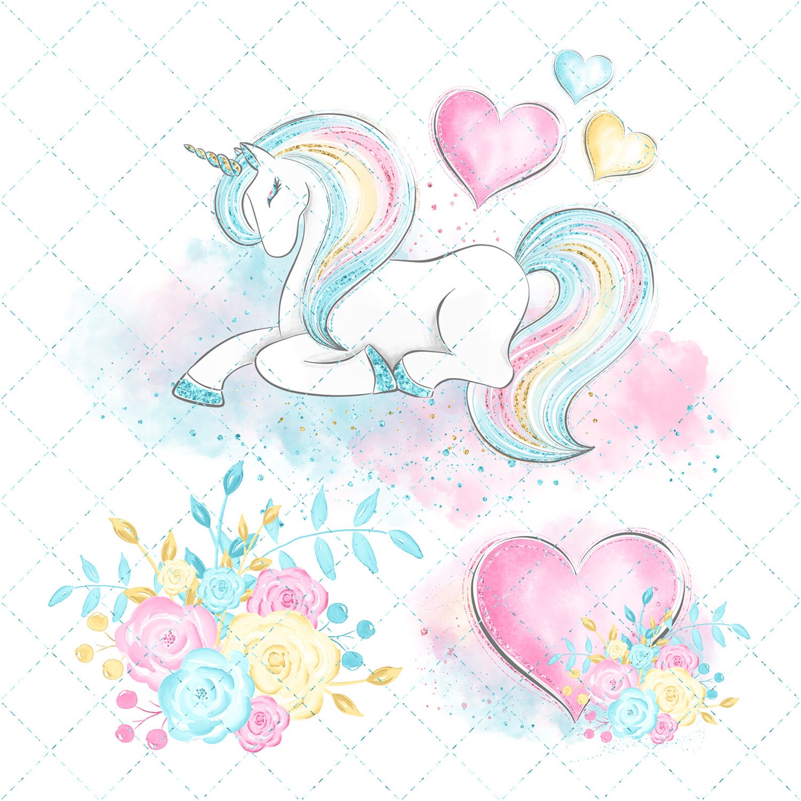 Unicorn Clipart Whimsical Clipart Unicorn Planner Rainbow - Etsy Australia
