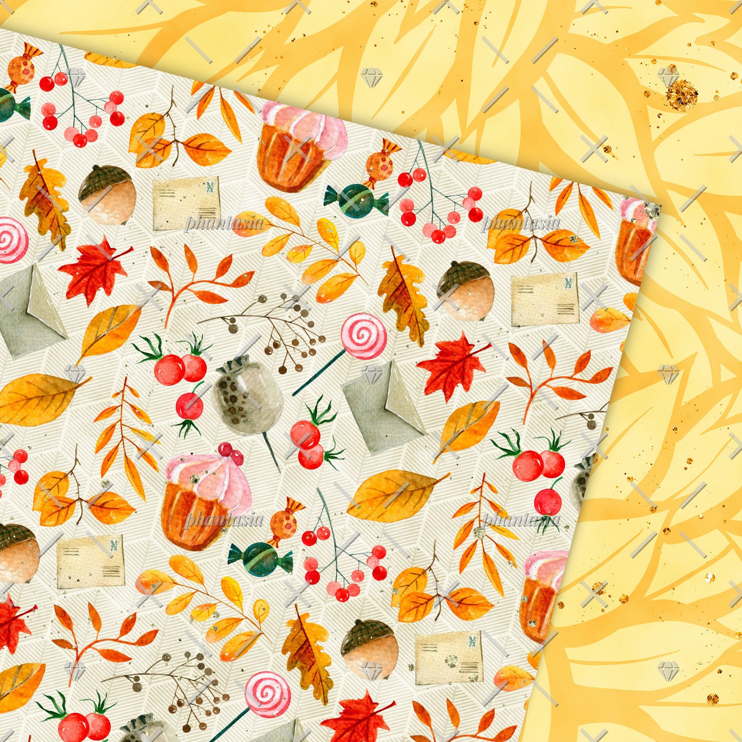 Fall Digital Paper Autumn Patterns Fall Seamless Forest | Etsy