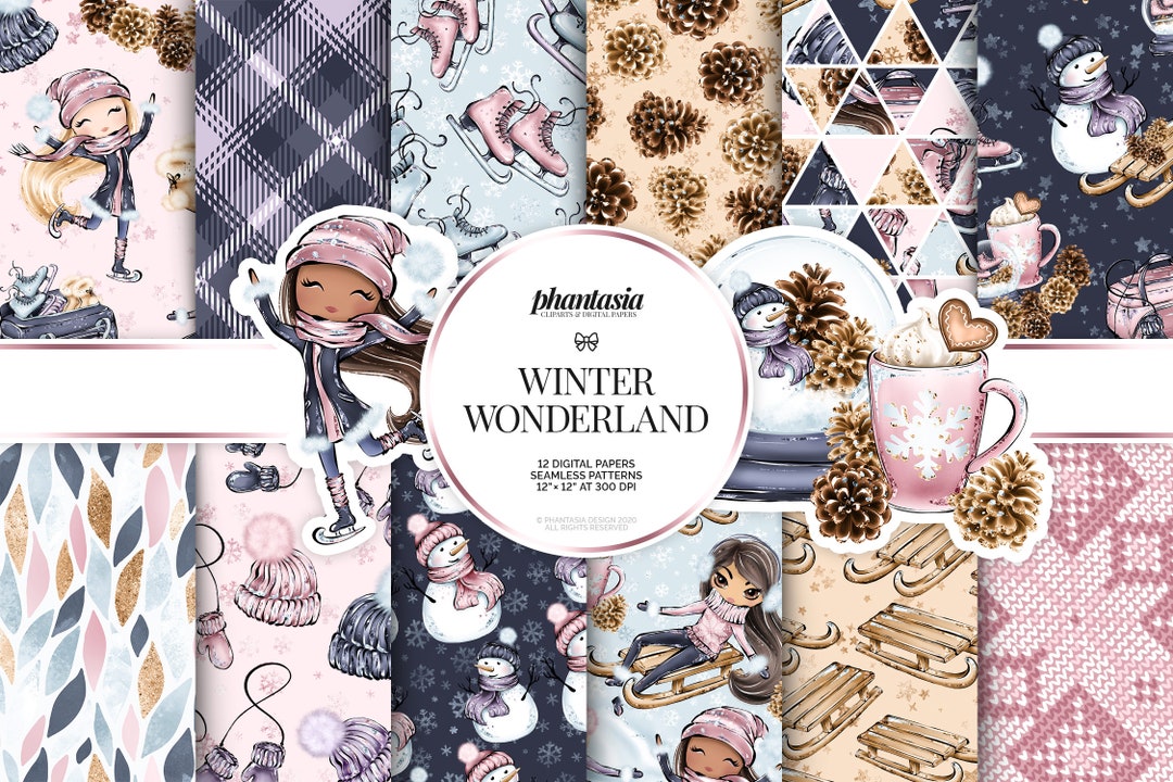 Winter Digital Papers, Cute Winter, Winter Girls, Winter Dolls ...