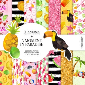 Paradise Digital Paper, Beach Digital Paper, Holiday Planner, Tropical ...