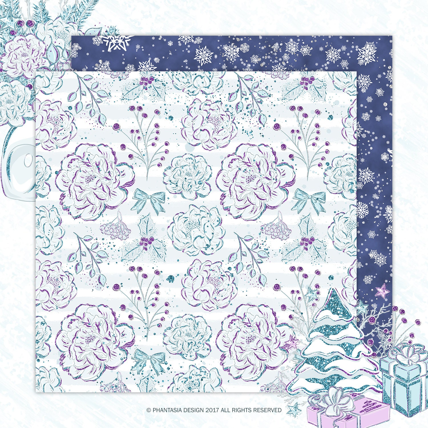 Frozen Christmas Digital Paper Pack Christmas Digital Paper - Etsy