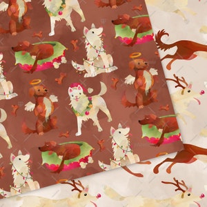 Christmas Dogs Digital Paper, Christmas Patterns, Winter Digital Paper ...