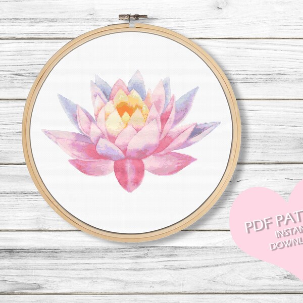 Lotus Cross Stitch - Etsy