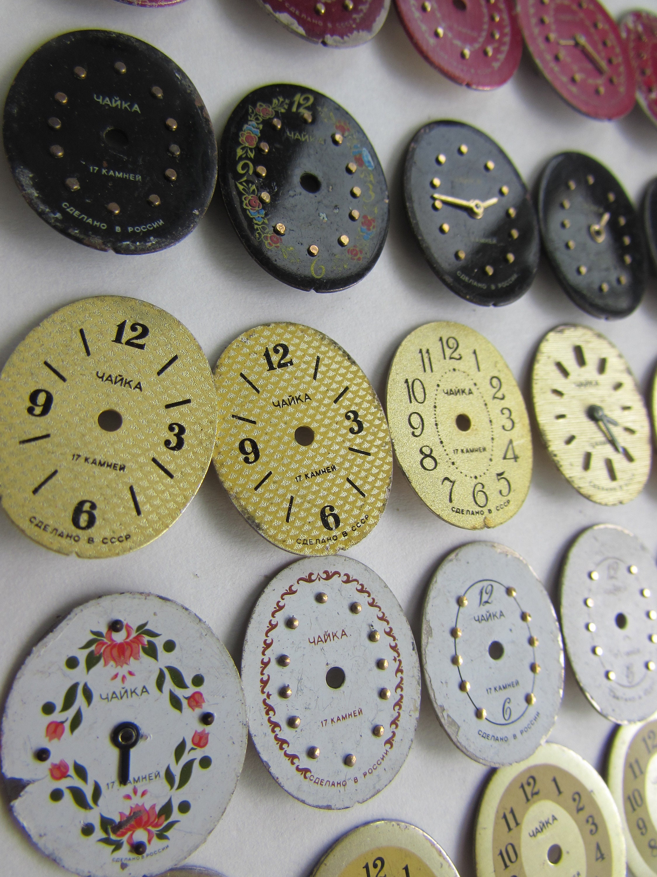 50 Pieces. Little Watch Face Dials,13 Mm Oval From Old Watch Parts ...