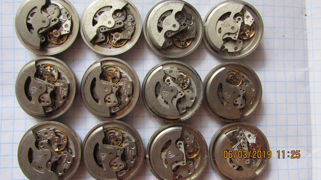 12 Pcs 25 Mm ROUND Automatic Vintage Mechanisms WATCH Movements USSR ...