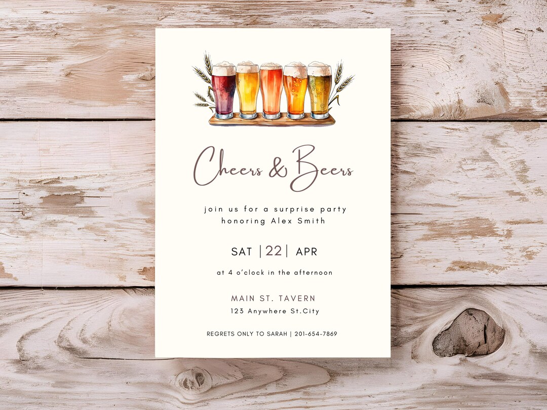 Cheers and Beers Birthday Invitation: Bar Party Digital Template (canva ...