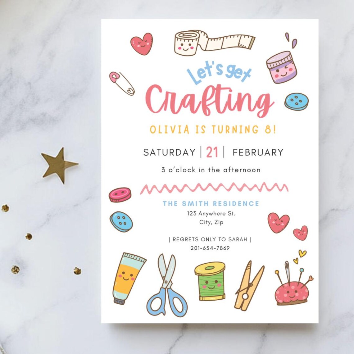 DIY Crafting Birthday Party Invitation Template: Editable Digital ...