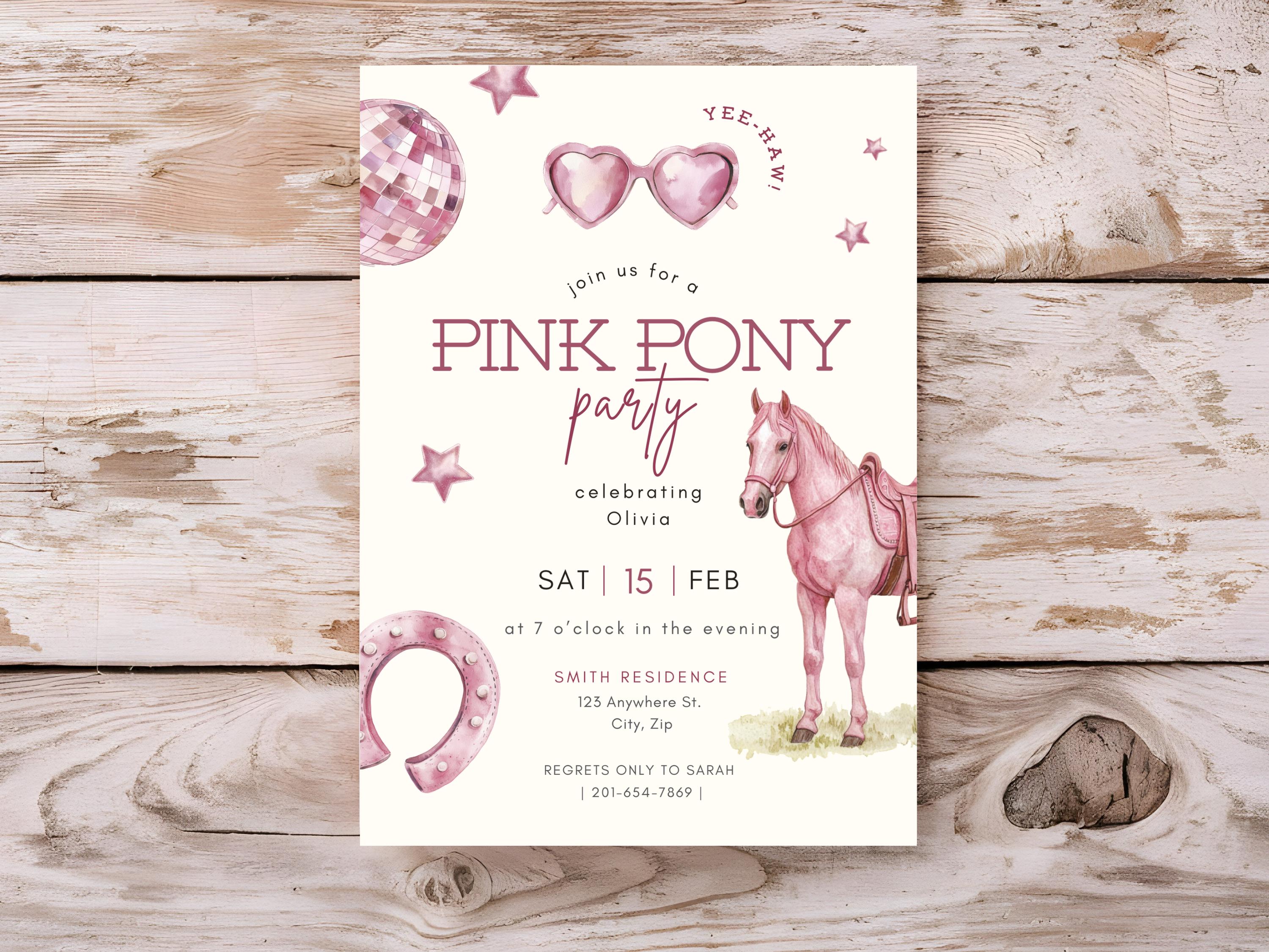 Pink Pony Birthday Party Invitation: Western Rodeo Cowgirl Party ...