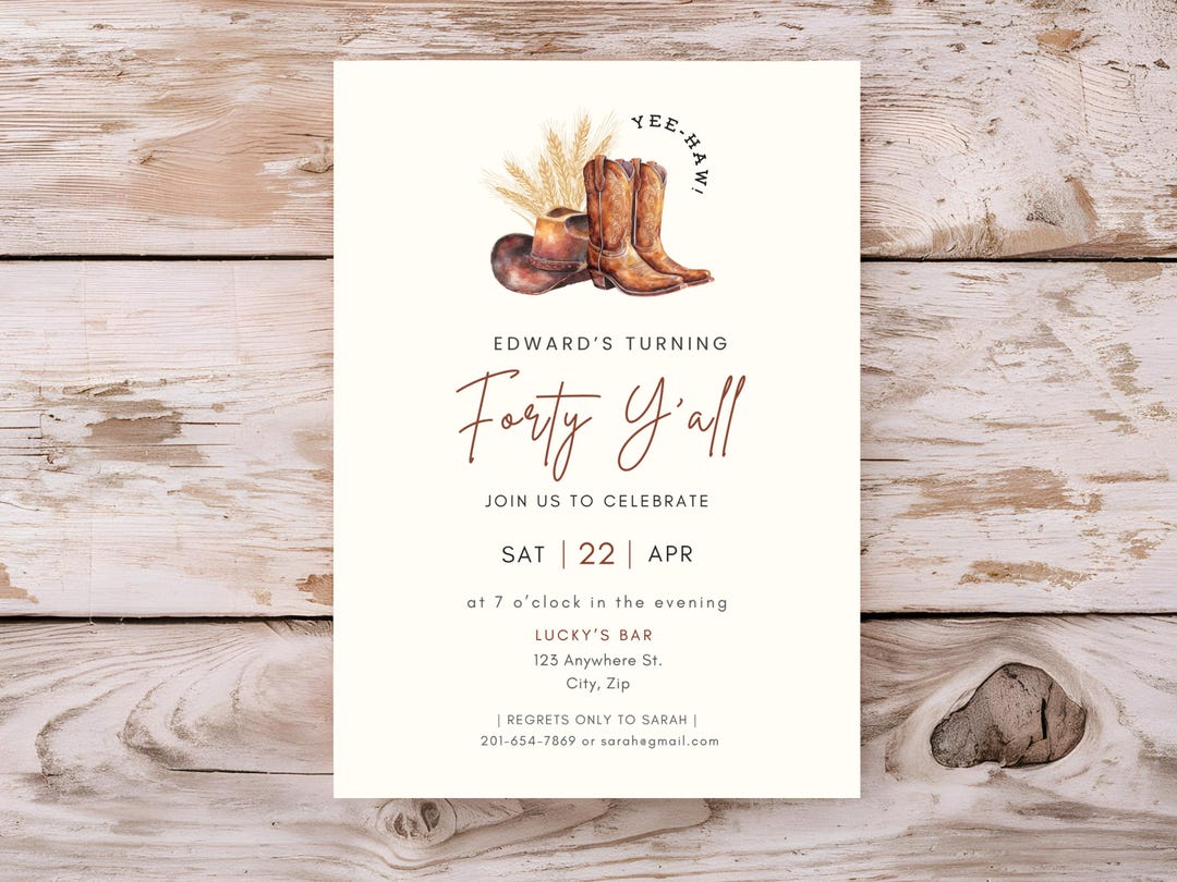 Country Western Birthday Invitation | 40th Birthday Party for Him ...