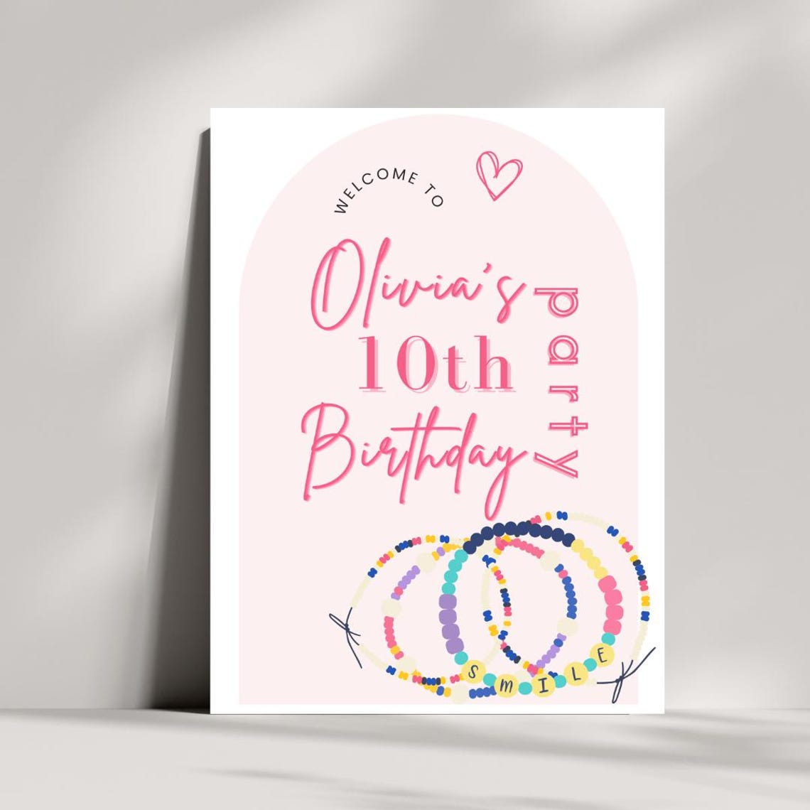Friendship Bracelet Birthday Party Welcome Sign: Editable Canva ...