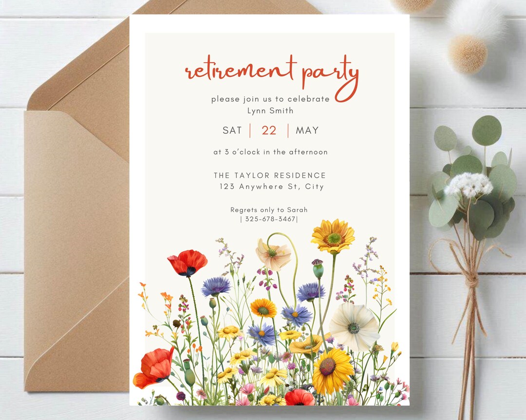 Red Poppy Retirement Party Invitation: Wildflower Floral (digital ...