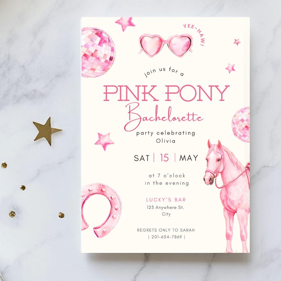 Pink Pony Club Bachelorette Invitation: Country Western Hen Party ...