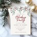 Greenery Holiday Party Invitation: Pine and Winter Berries Editable ...