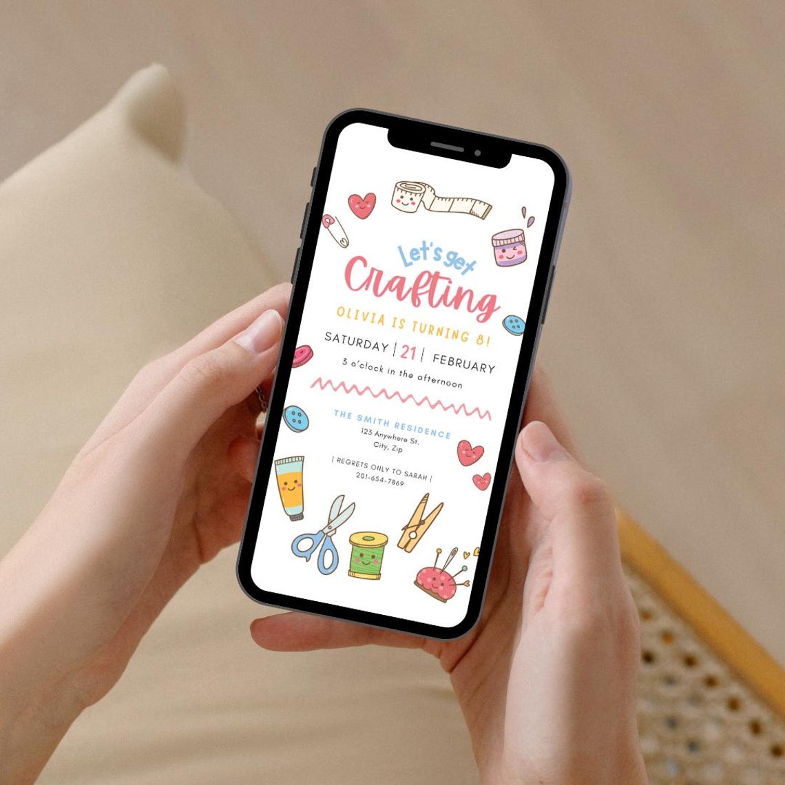 DIY Crafting Birthday Party Invitation Template: Editable Digital ...