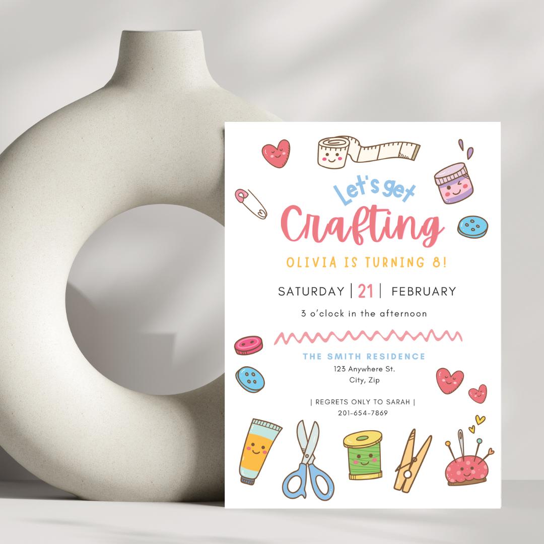DIY Crafting Birthday Party Invitation Template: Editable Digital ...