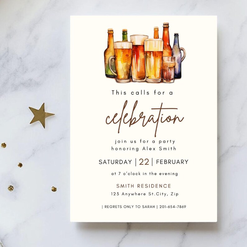 Beer Birthday Invitation: Guy Celebration Party (digital Template) - Etsy